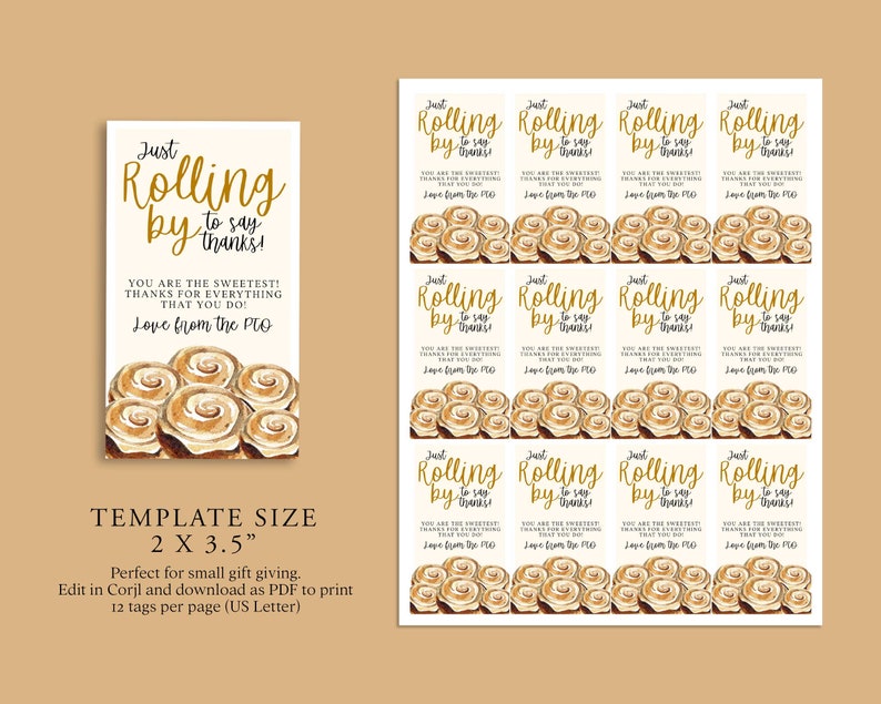 CINNAMON Roll Appreciation Gift Tag, Teacher, Friends, Mothers Day ...