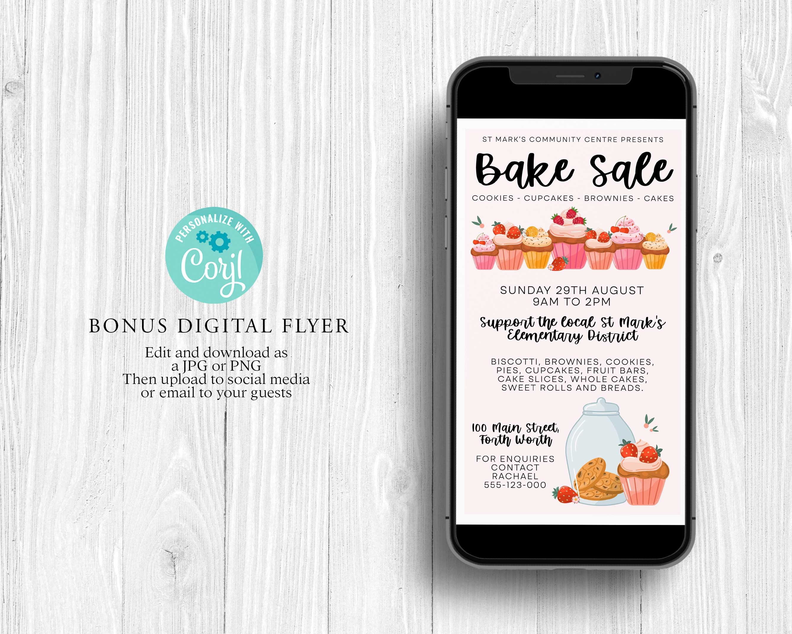 Editable BAKE SALE Flyer Template, DIY Market Sale, Community Fair ...