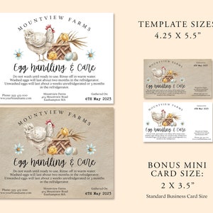 EGG HANDLING Instruction Card Template, Fresh Egg Care Label, Egg ...