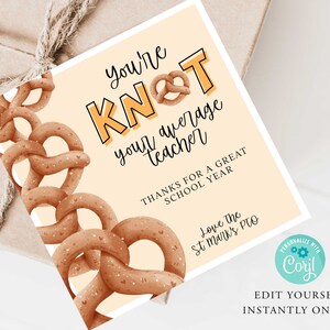 PRETZEL Appreciation Gift Tag, Teacher, Friends, Mothers Day, Valentine ...