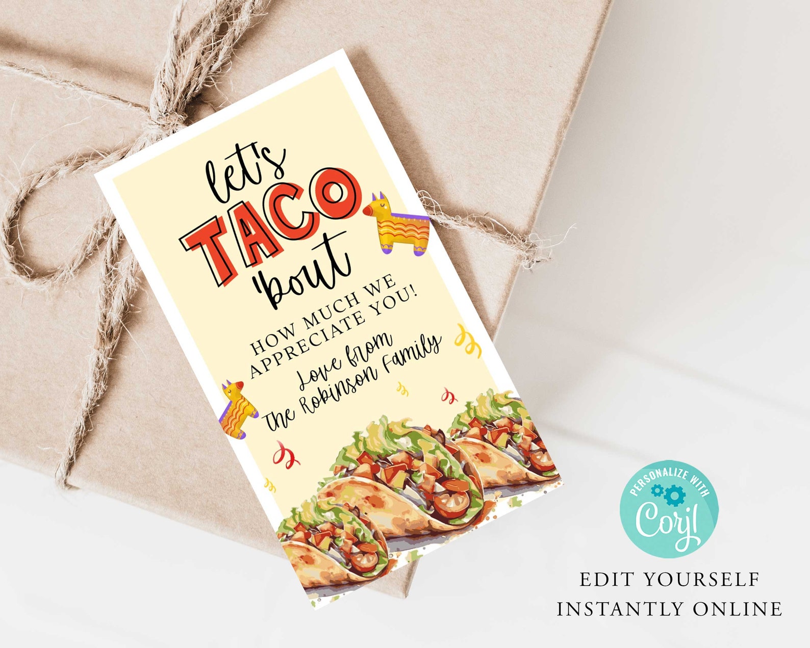 Let's TACO 'bout Appreciation Gift Tag, Teacher, Friends, Mothers Day ...