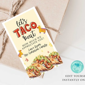 Let's TACO 'bout Appreciation Gift Tag, Teacher, Friends, Mothers Day ...