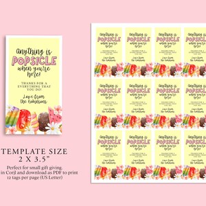 POPSICLE Appreciation Gift Tag, Teacher, Friends, Mothers Day ...