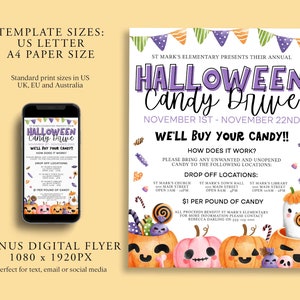 CANDY DRIVE Fundraiser Flyer, Printable PTA Flyer, Church, Community ...