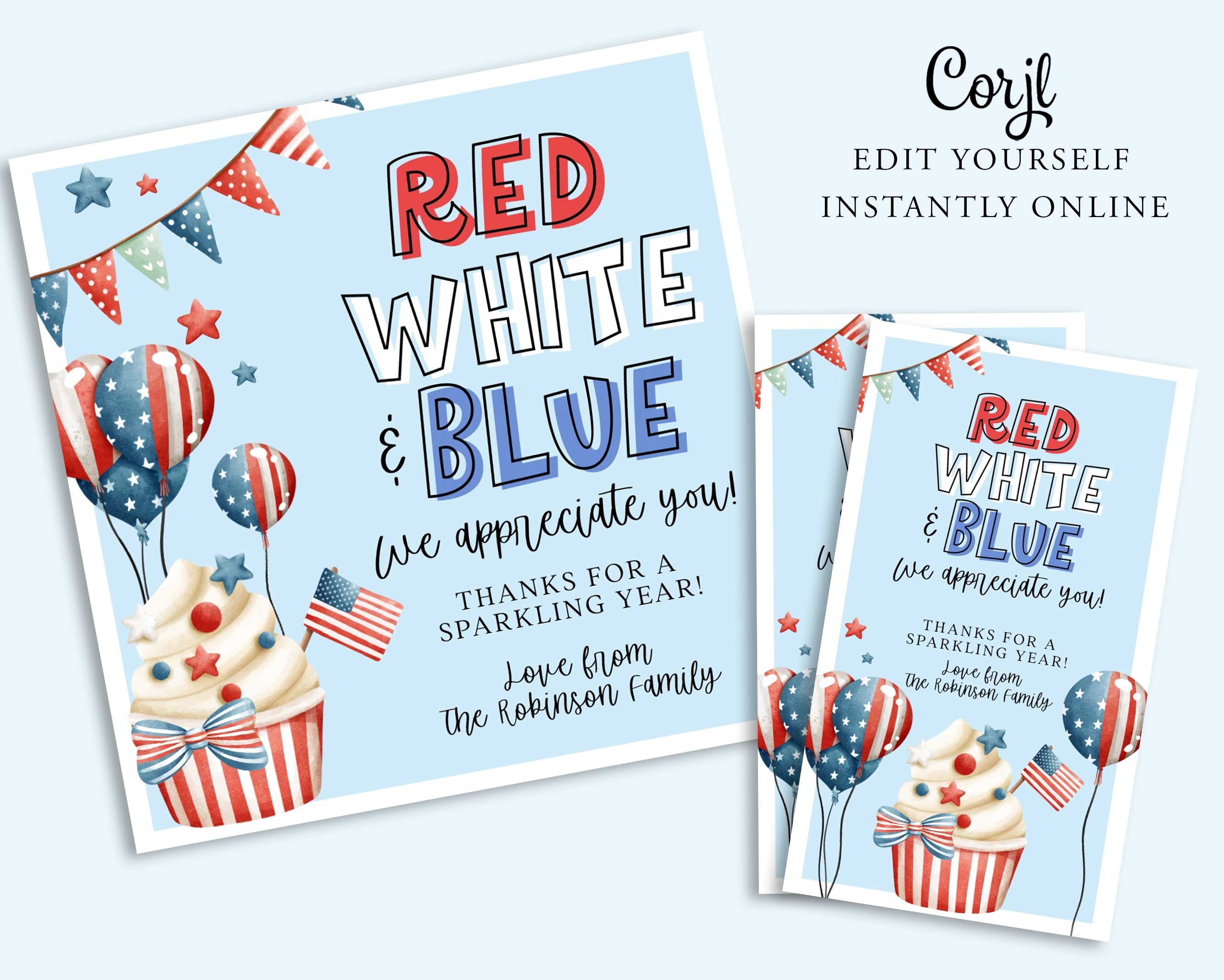 JULY 4TH Party Favor, Appreciation Gift Tag, Teacher, Friends ...