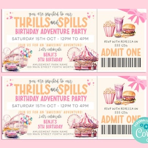 THEME PARK Party Flyer Editable Template, DIY Kids Party Invites, Party ...
