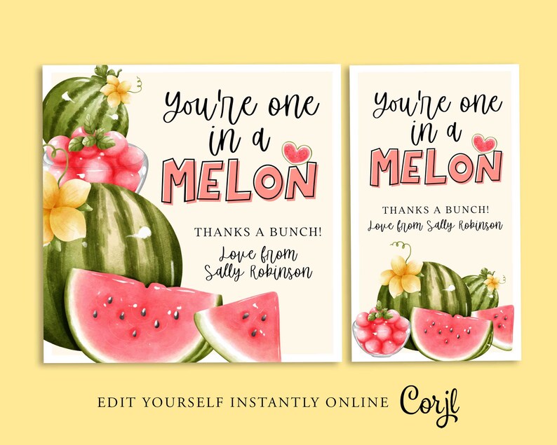 WATERMELON Appreciation Gift Tag, Teacher, Friends, Mothers Day ...