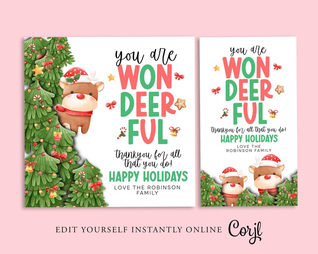 CHRISTMAS Appreciation Gift Tag, Teacher, Friends, Thankyou Card, Pto ...