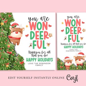 CHRISTMAS Appreciation Gift Tag, Teacher, Friends, Thankyou Card, Pto ...