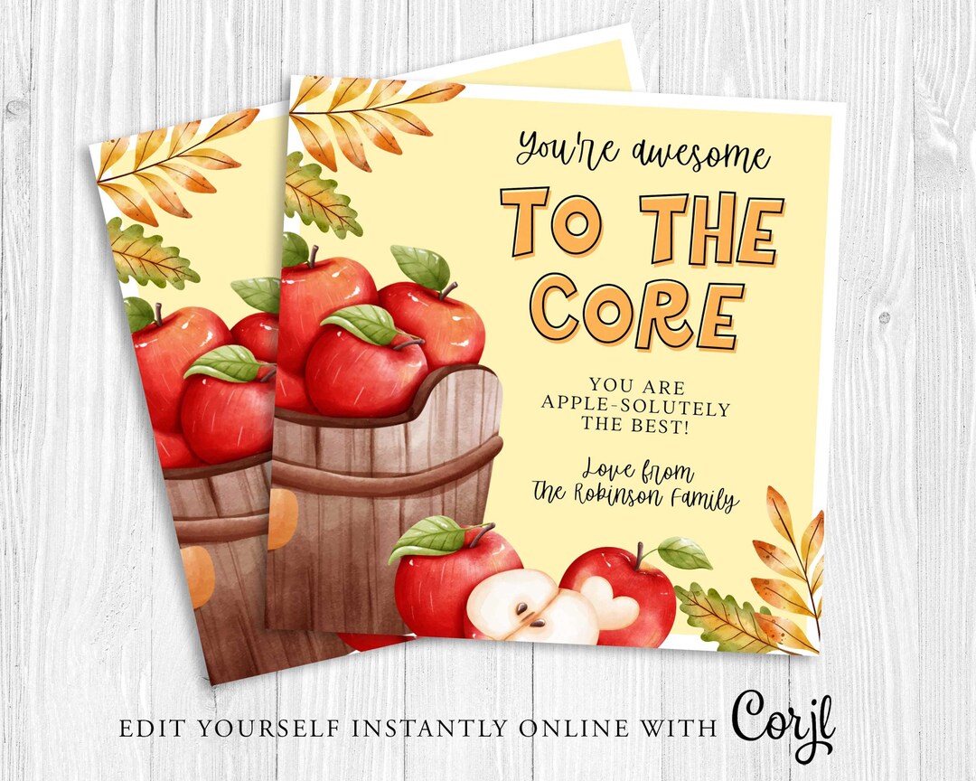 TEACHER Appreciation Gift Tag, Teacher, Friends, Thanksgiving Apple ...