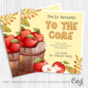 TEACHER Appreciation Gift Tag, Teacher, Friends, Thanksgiving Apple ...