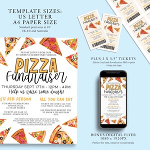 PIZZA Fundraiser Editable Flyer Template, Teacher Appreciation, PTO ...
