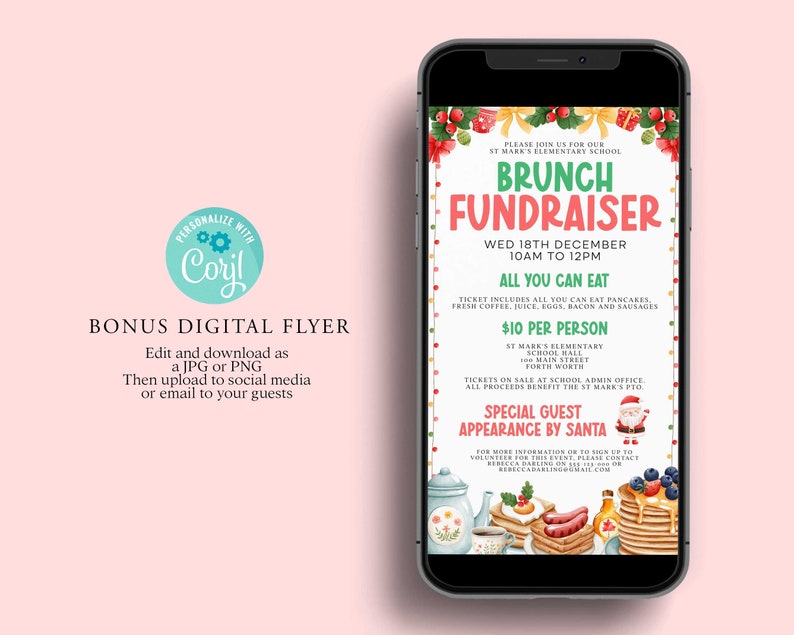 CHRISTMAS Breakfast Flyer, Printable PTA Flyer, School Breakfast ...