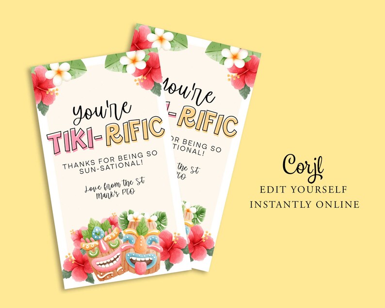TIKI Appreciation Gift Tag, Teacher, Nurse, Volunteers, Friends, Summer ...