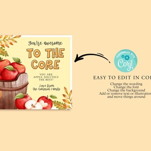 TEACHER Appreciation Gift Tag, Teacher, Friends, Thanksgiving Apple ...