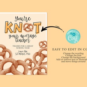 PRETZEL Appreciation Sign, Teacher Staff Nurse Volunteer Appreciation ...