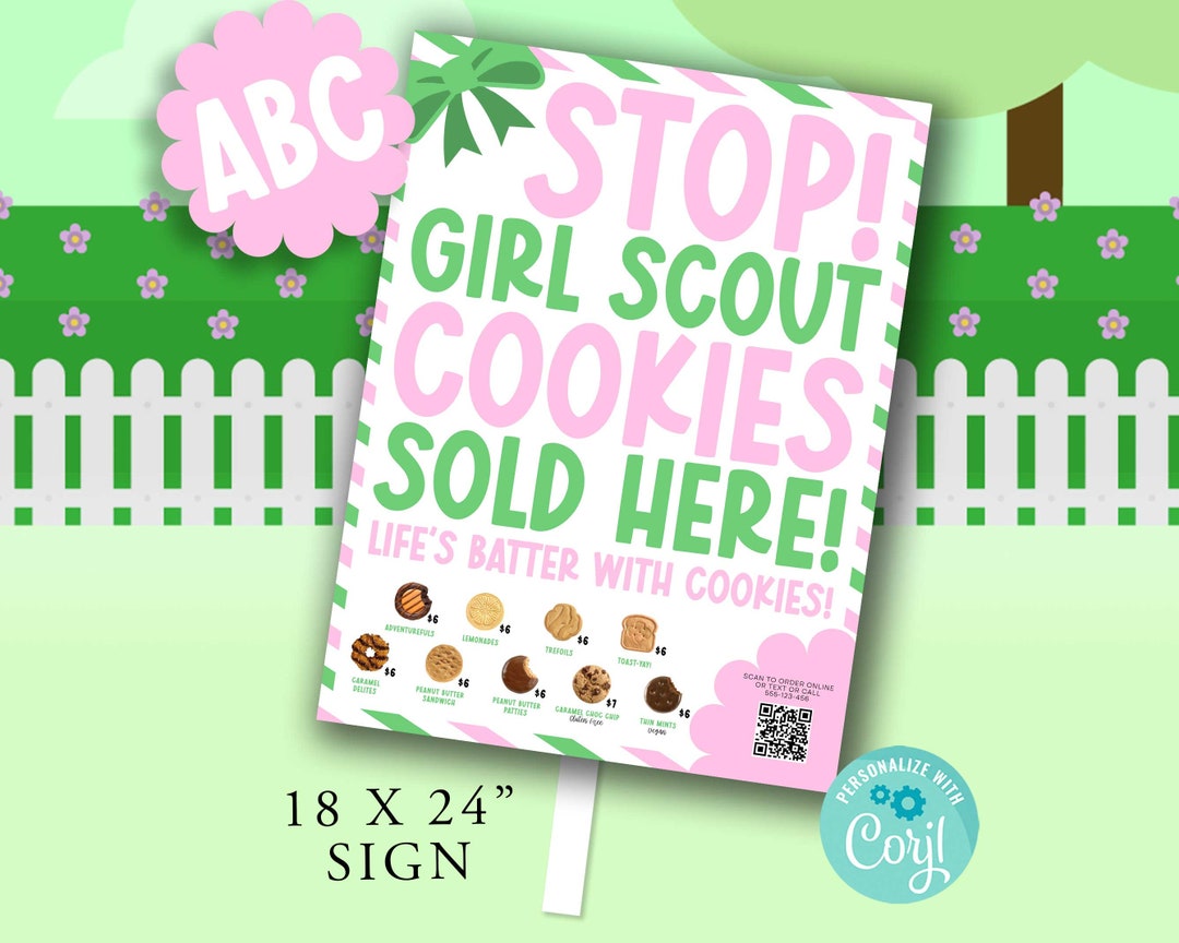 ABC TROOP Cookie Yard Sign, Price List 2025, Cookie Menu, Cookie Banner ...