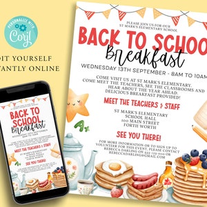 BACK to School Breakfast Flyer, Printable PTA Flyer, School Breakfast ...