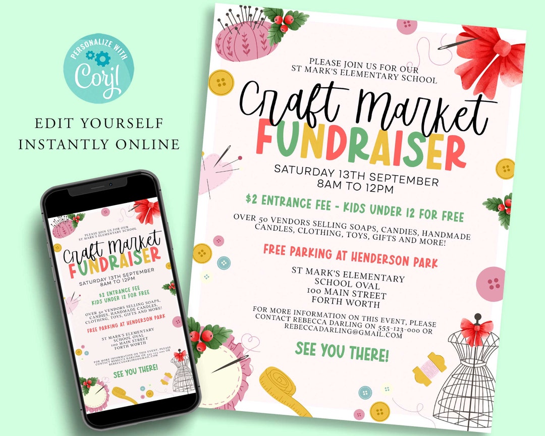 Christmas CRAFT MARKET Flyer Template, DIY Market, Event Poster ...