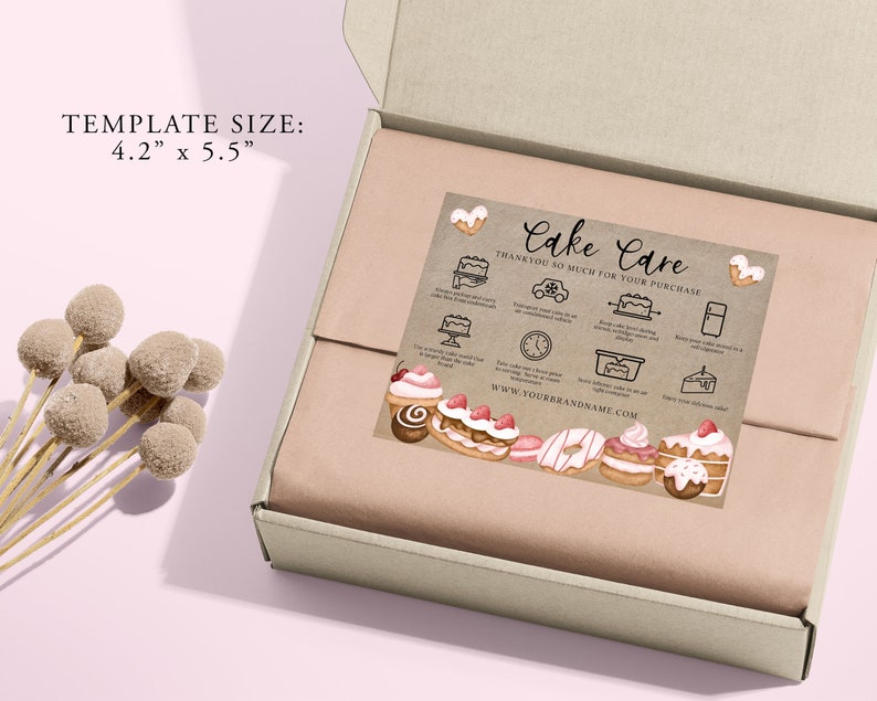 CAKE Care Card EDITABLE Template Wedding Cake Cards - Etsy