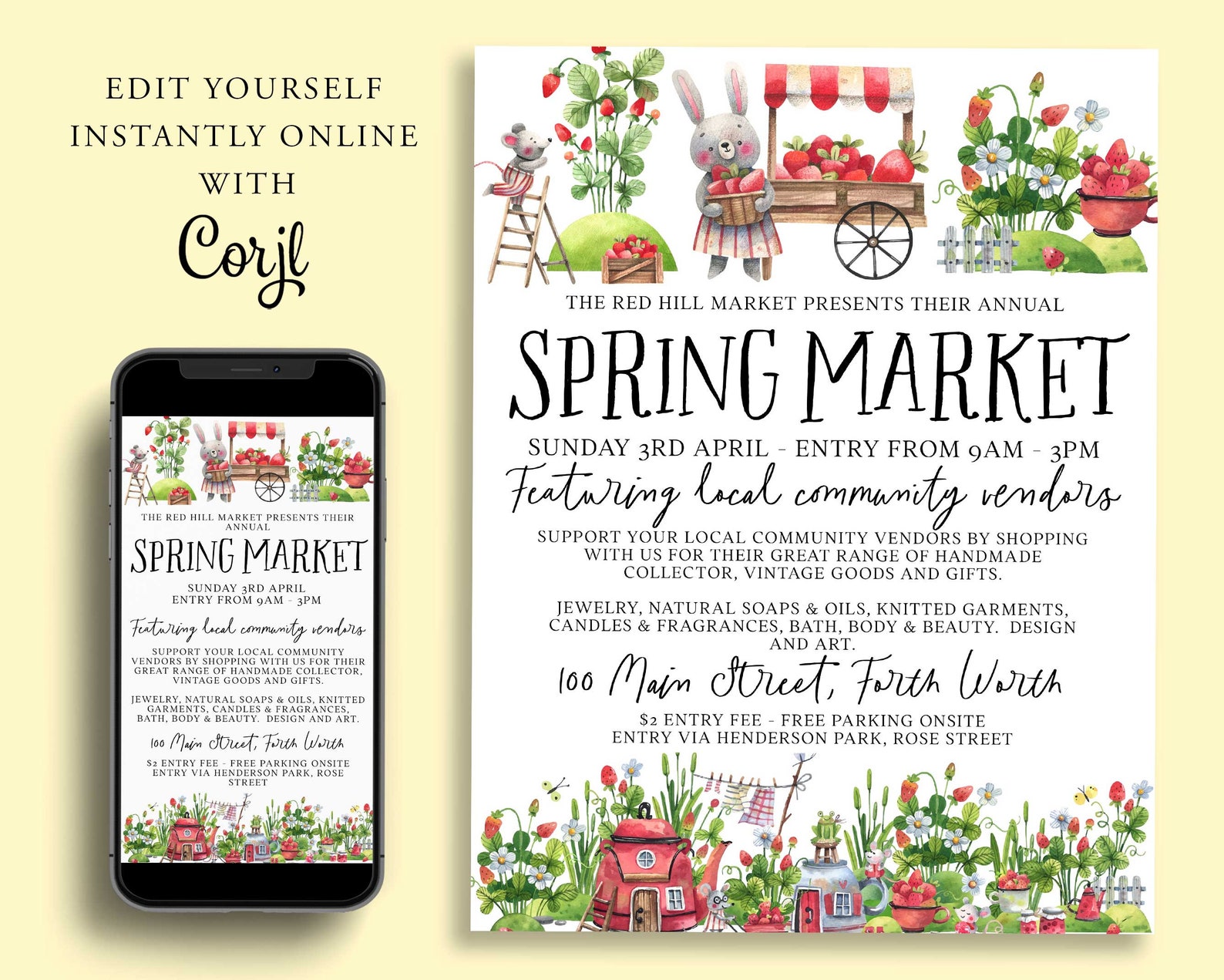 Editable SPRING MARKET Flyer Template, DIY Fundraiser, Community Fair ...