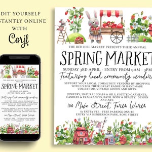 Editable SPRING MARKET Flyer Template, DIY Fundraiser, Community Fair ...