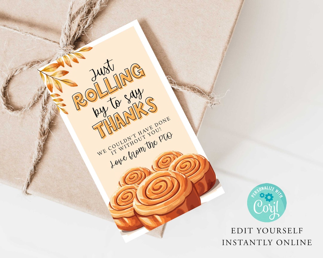 CINNAMON Roll Appreciation Gift Tag, Teacher, Friends, Mothers Day ...