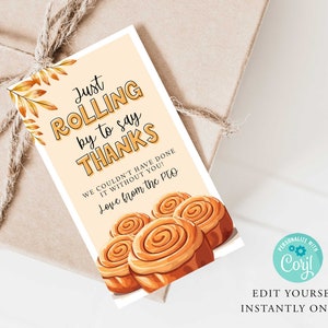 CINNAMON Roll Appreciation Gift Tag, Teacher, Friends, Mothers Day ...