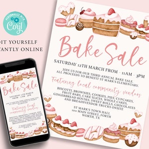 Editable BAKE SALE Flyer Template, DIY Market Sale, Community Fair ...