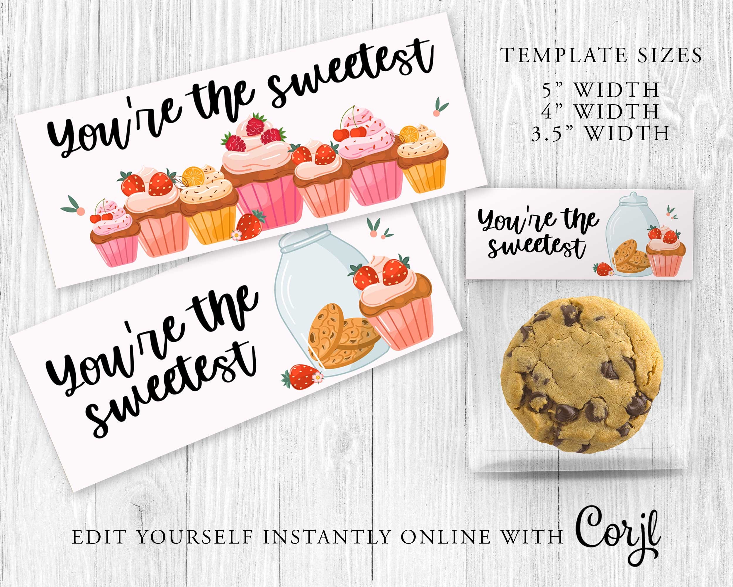 Editable BAKE SWEETS Bag Topper Template, PRINTABLE Product Tag ...