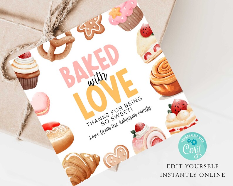 BAKED With Love Appreciation Gift Tag, Teacher, Friends, Mothers Day ...