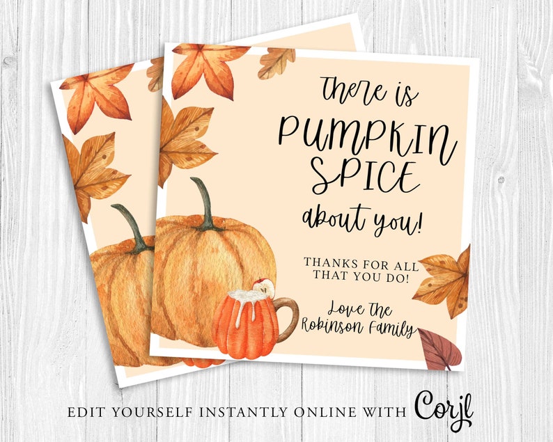 FALL Appreciation Gift Tag, Teacher, Friends, Thanksgiving Pumpkin ...