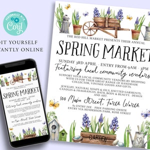 Editable SPRING MARKET Flyer Template, DIY Fundraiser, Community Fair ...