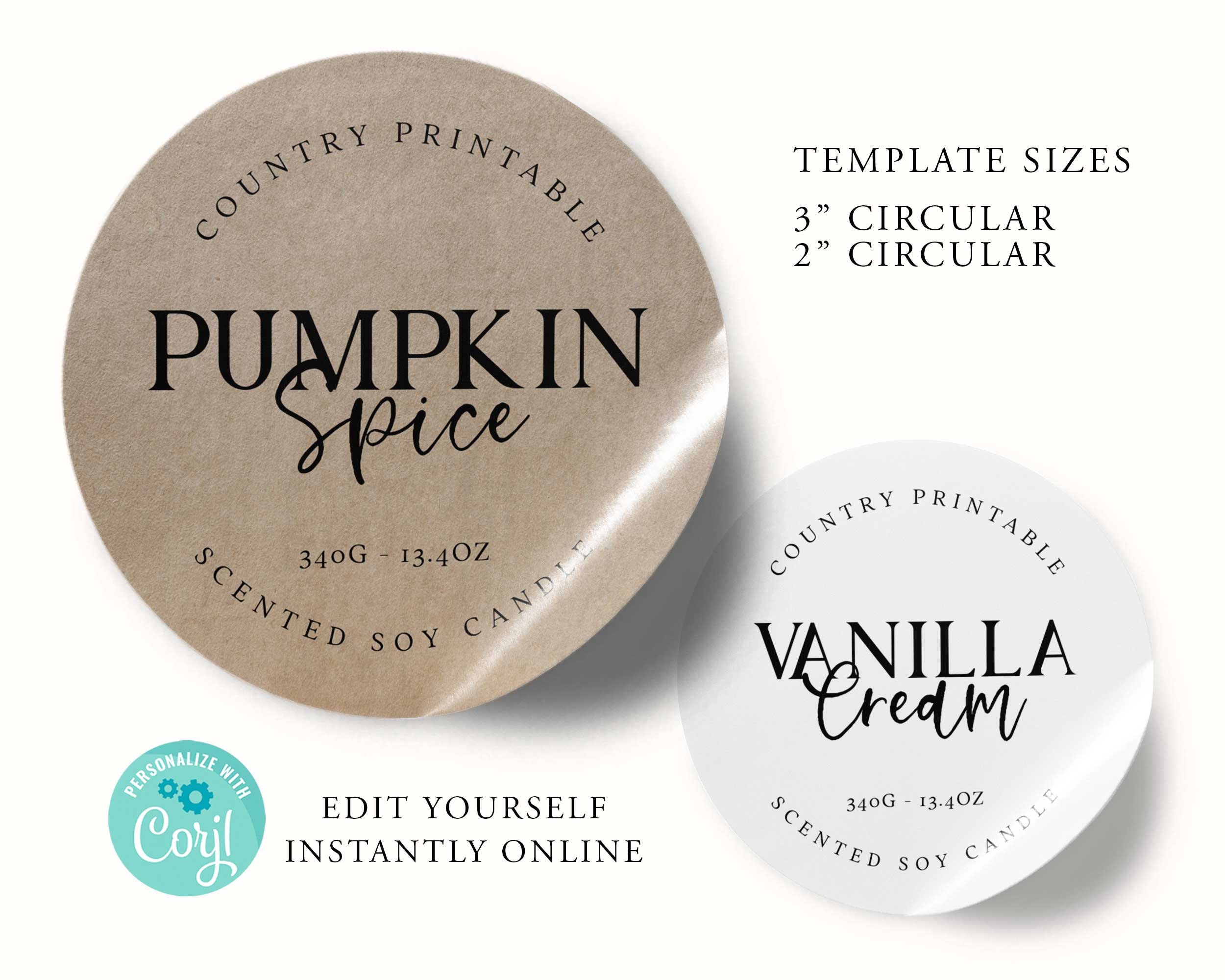 Classic ROUND Editable Product Label, ORGANIC Custom Product Sticker, 3 ...