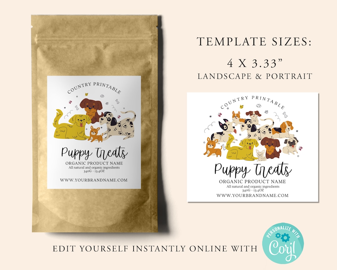 PET FOOD Editable Product Sticker, Treats, Chews, Product Label, Diy ...