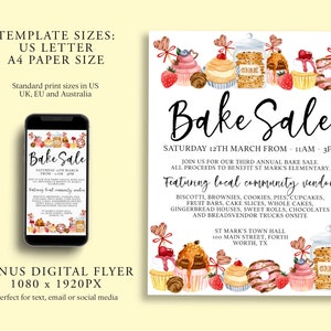 Editable BAKE SALE Flyer Template, DIY Market Sale, Community Fair ...