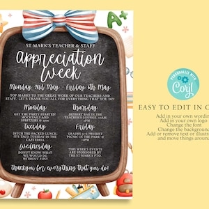 TEACHER APPRECIATION Editable Flyer Template, Staff Invite, Family ...