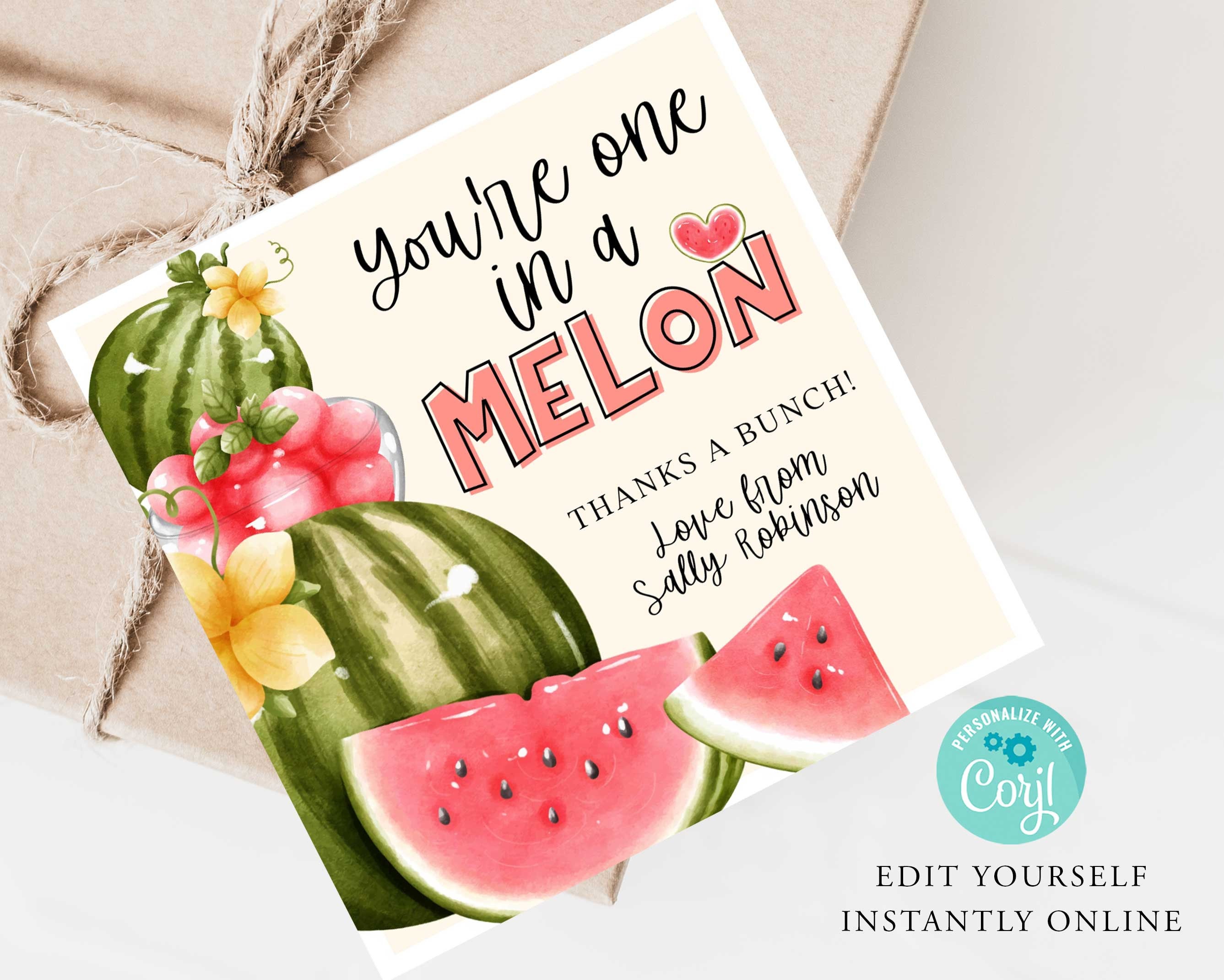 WATERMELON Appreciation Gift Tag, Teacher, Friends, Mothers Day ...