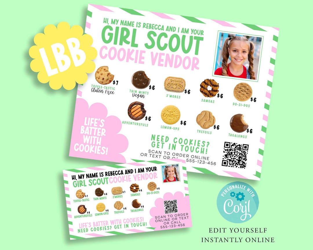 LBB TROOP Scout Cookie, Business Card Menu, 2025, Cookie Menu, Cookie ...