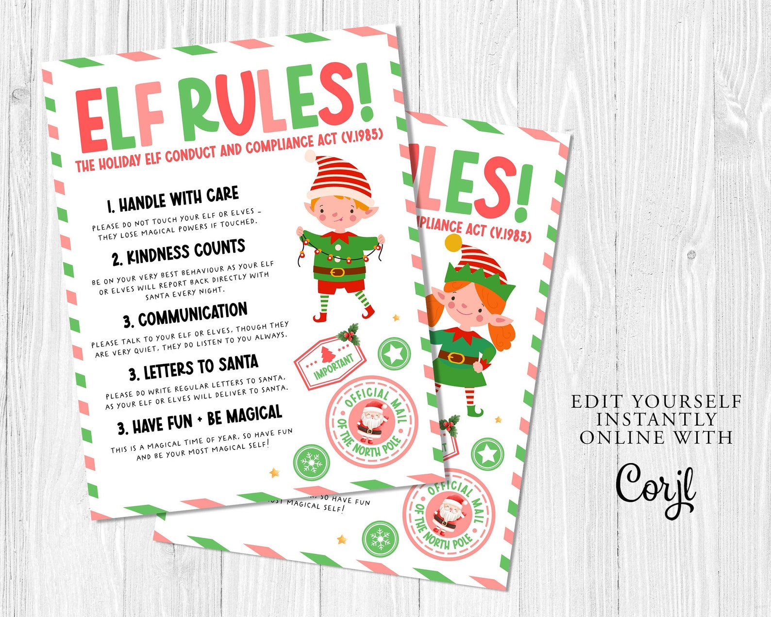 CHRISTMAS ELF Rules Sign, Christmas Elf Activities, DIY, Santa's ...