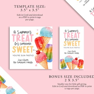 SUMMER Treat Appreciation Gift Tag, Teacher, Friends, Mothers Day ...