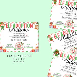 CHRISTMAS ELF Adoption Certificate, Christmas Elf Activity, Santa's ...