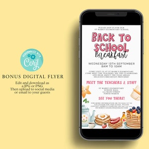 BACK to School Breakfast Flyer, Printable PTA Flyer, School Breakfast ...