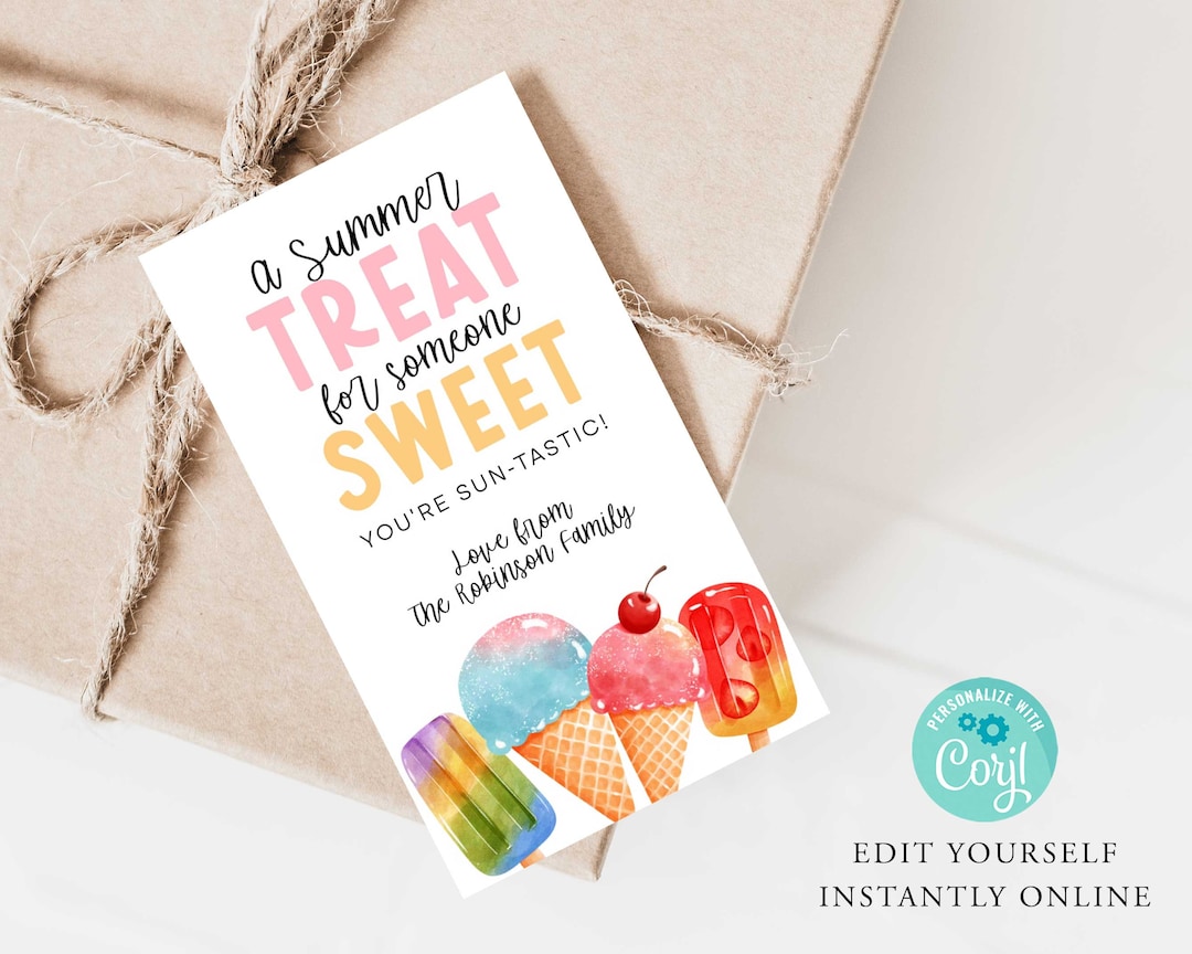 SUMMER Treat Appreciation Gift Tag, Teacher, Friends, Mothers Day ...