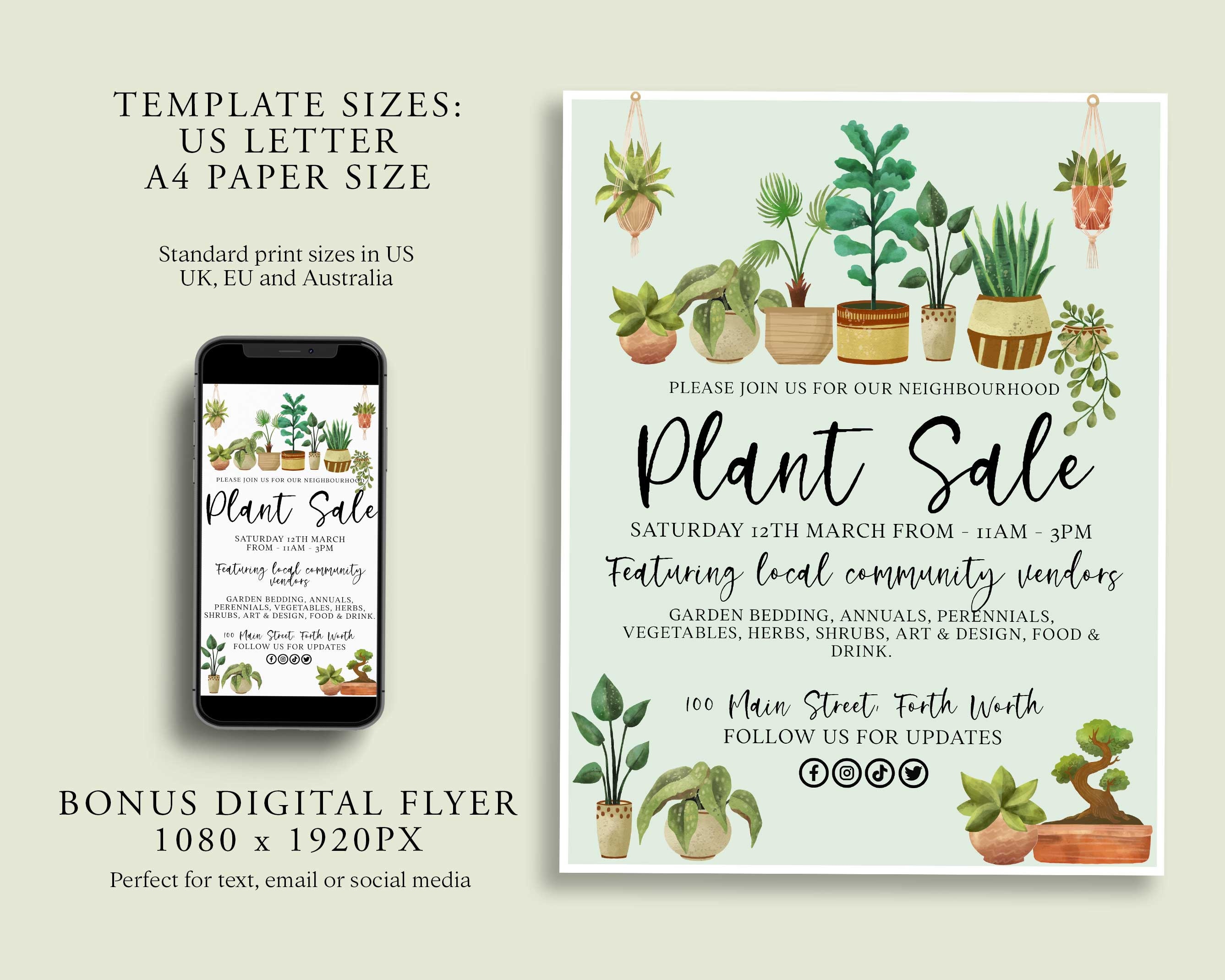 Editable PLANT SALE Flyer Template, Fundraiser Flyer, Diy Flyer, Spring ...