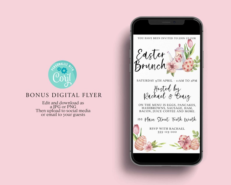 Editable EASTER BRUNCH Flyer Template, SPRING Flyer, Diy Flyer, Custom ...