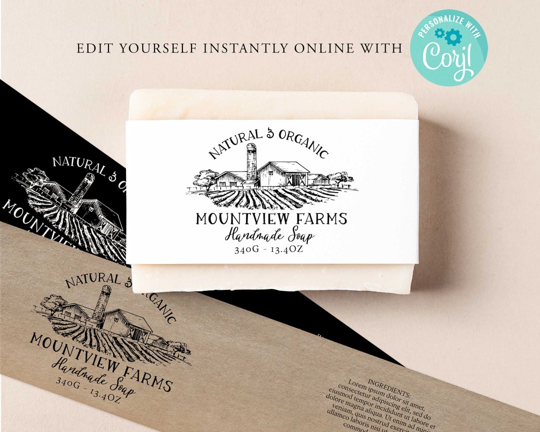 Vintage FARMHOUSE Editable Soap Label, Custom Product, DIY Soap Label ...