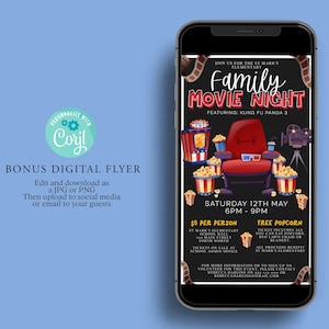 MOVIE NIGHT Fundraiser Editable Flyer Template, School Movie Night, PTO ...