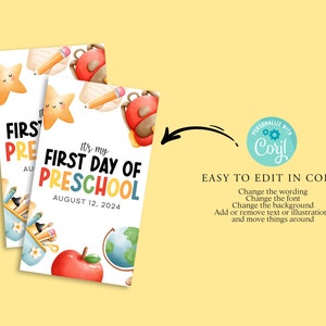FIRST DAY of PRESCHOOL Gift Tag, First Day of School, Back to School ...