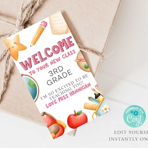 WELCOME TO SCHOOL Gift Tag, First Day of School, Back to School Diy ...